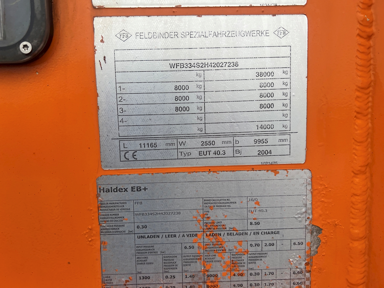 Used 2005 Feldbinder 40 m3 Powder Tanker with Donkey Engine & Blower ...